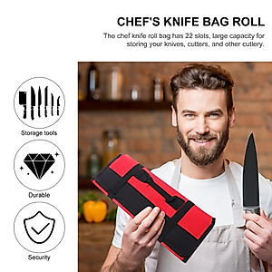 Luxshiny 22 Slots Chef Knife Roll Bag, Portable Knife Cases Organizer Knife bag holders Knife Roll Case Pocket Chef Knife Carrying Case Roller Bag