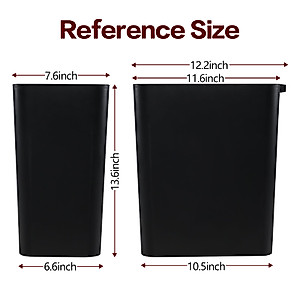Aninhao 3 Pack Open Top Plastic Trash Can Waste Basket, 4.5 Gallon/16 L Slim Kitchen Office Garbage Can, Black