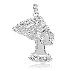 High Polish 925 Sterling Silver Egyptian Queen Nefertiti Charm Pendant