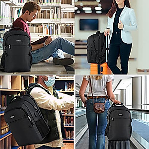 AMBOR Backpack for Men, TSA Laptop Backpack College School Backpack with USB Port fit 15.6 Inch Laptop, Work Backpack for Men Women Teacher Nurse Student Gifts, Black