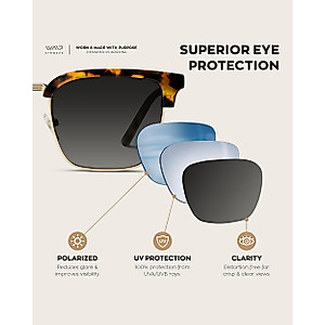 WearMe Pro Polarized Semi-Rimless Rectangular Sunglasses (Blaze Tortoise/Gradient Black Lens)