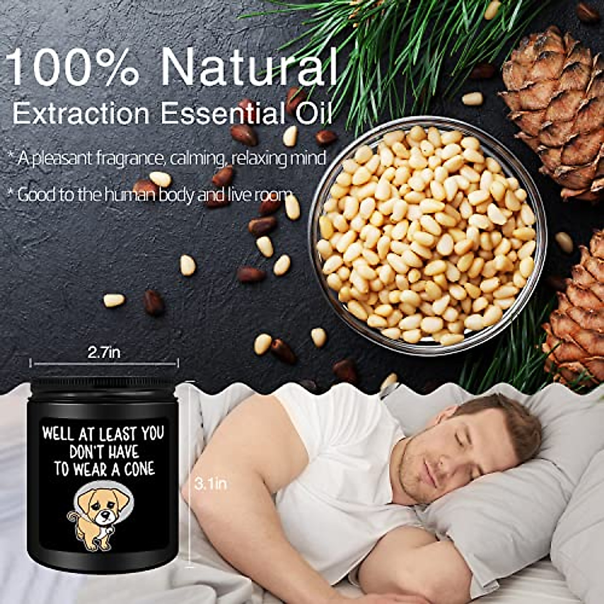 Get Well Soon Gifts for Men,Funny Gifts for Him After Surgery,Feel Better Cheer Up Inspirational Gifts,Sandalwood Candle for Friends Dad Brother Coworker.