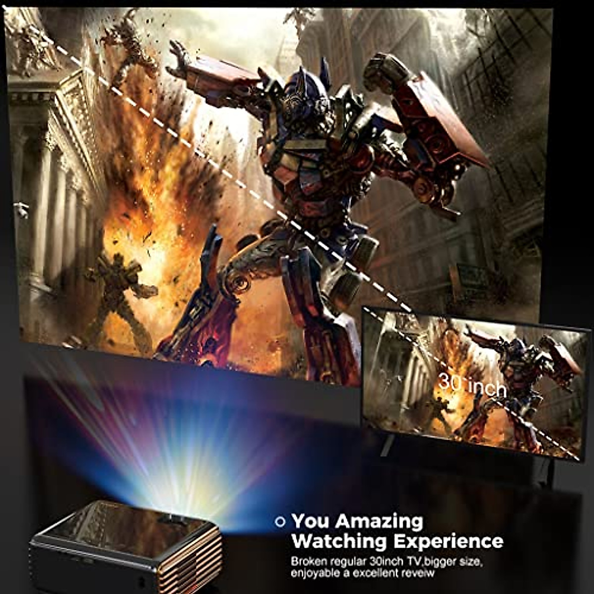 WENLII Mini Projector 1920x1080p Retro Projectors 8000 Lumens Android iOS Home Bedroom Smart Phone Proyector