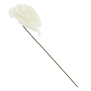 Bright Creations 60 Pack White Artificial Roses with Stems, Fake Faux Flowers Heads Bulk for Wedding Bouquets DIY & Bridal Shower, Cream, 3 inch