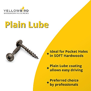Yellowbird #8 x 1-1/4 Round Washer Head - Square Plain Lube - Extra Coarse Thread - Type 17 Pocket Screw - Bit Included - 700 Ct.