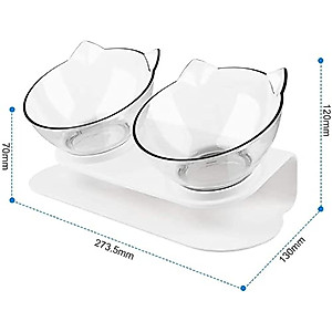 Double Cat Bowl with Raised Stand Pet Food Bowl Perfect for Cats and Small Dogs