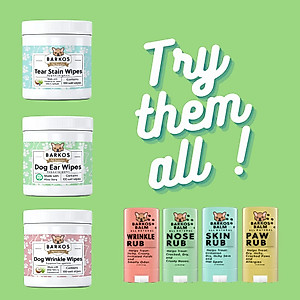 Barkos Pet Supplies Dog Ear Cleaner Wipes | Bulldog, French Bulldog, Pug, English Bulldog | Cleans & Soothes Ears, Wrinkles, Folds, Tear Stain (Dog Ear Cleaner Wipes)