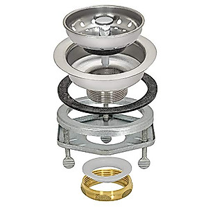 Eastman Kitchen Sink Strainer with Brass Slip Joint Nut, Fits Standard Sinks with 3-1/2 Inch to 4 Inch Opening, Stainless Steel, 30015