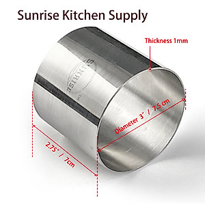 Sunrise Kitchen Supply (Pack of 4) Plating Forms Stainless Steel Ring Mold Sets 3" X 2.75" (3" x 2.75")