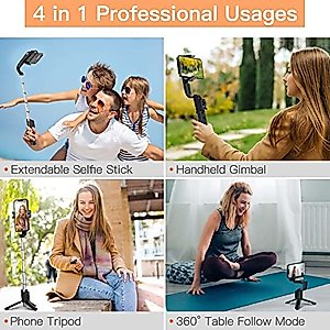 Gimbal Stabilizer for Smartphone, 2 Axis Selfie Stick Tripod with Face Tracking, 360° Rotation, 4 in 1 Portable Phone Tripod w/Extendable Stick for iPhone 14/Android Video Recording hohem iSteady Q