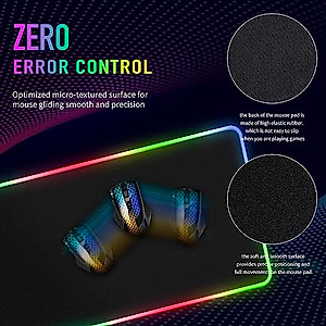 Large RGB Gaming Mouse Pad -15 Light Modes Touch Control Extended Soft Computer Keyboard Mat Non-Slip Rubber Base for Gamer Esports Pros 31.5X11.8