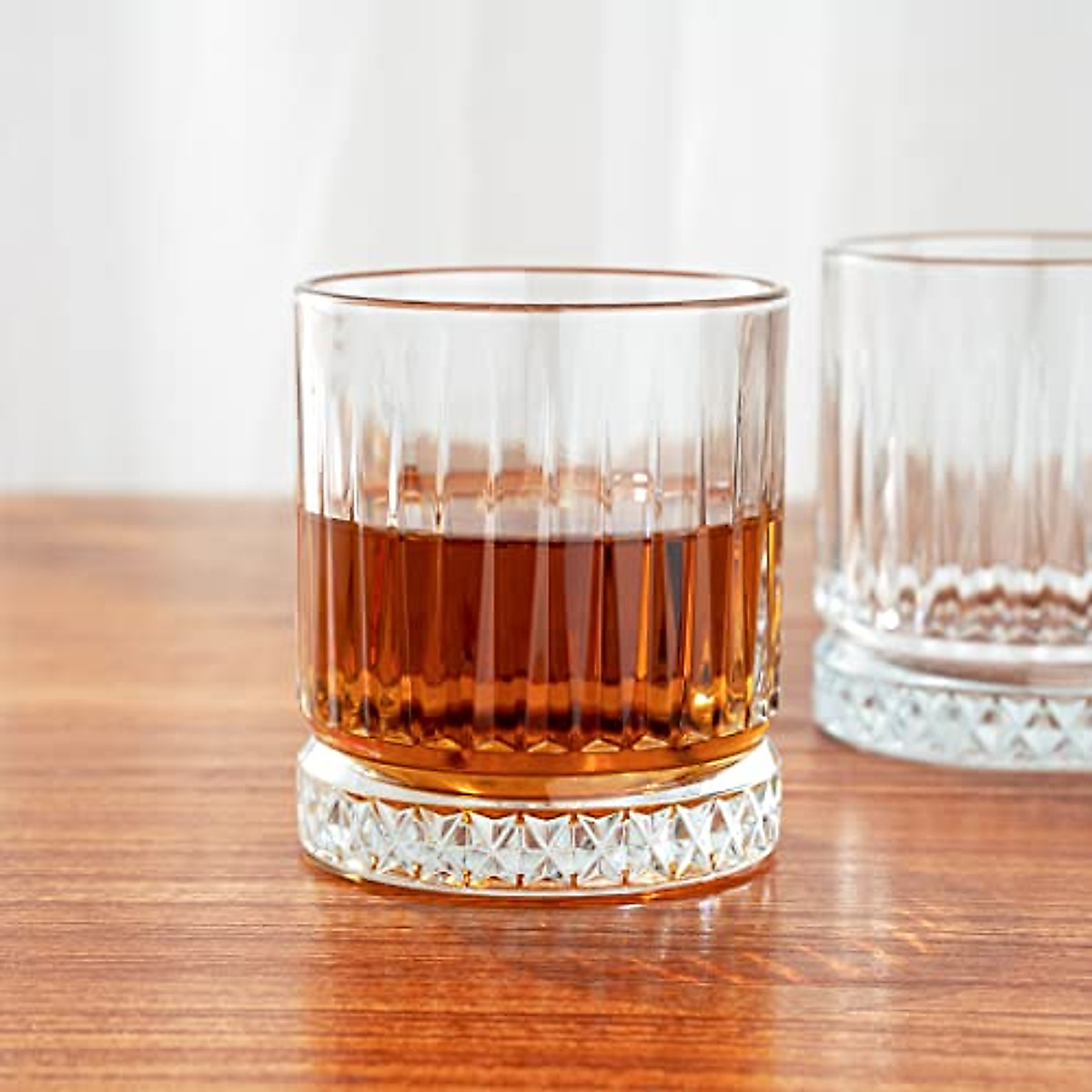 Restaurantware Elysia 12 Ounce Whiskey Glasses 12 Cut Rocks Glasses - Lead-Free Weighted Base Clear Glass Tumblers Dishwasher-Safe For Scotch Bourbon And Cocktails