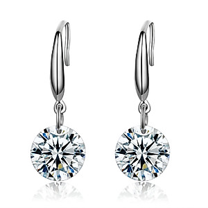 SBLING Platinum-Plated Sterling Silver Drop Earrings Made with Austrian Crystals