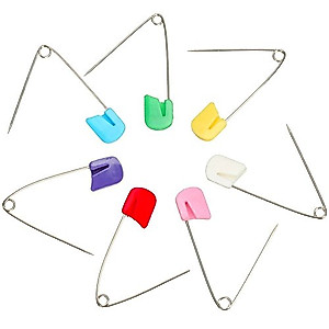 AEXGE Plastic Head Baby Safety Pin Diaper Pins 1.5inch Cloth Nappy Safety Pins,Pack of 100 (Purple)