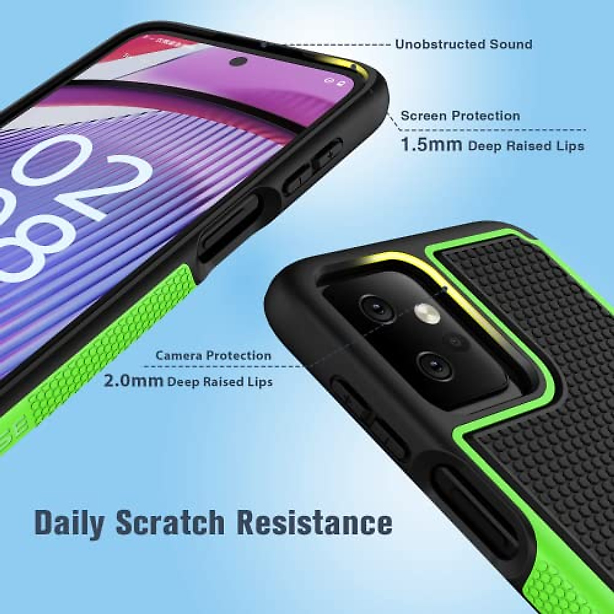 FNTCASE for Motorola Moto G-Power-2023 Case: Moto G 5G 2023 Case | Dual Layer Protective Heavy Duty Cell Phone Cover Shockproof with Textured - Military Protection Bumper - Green