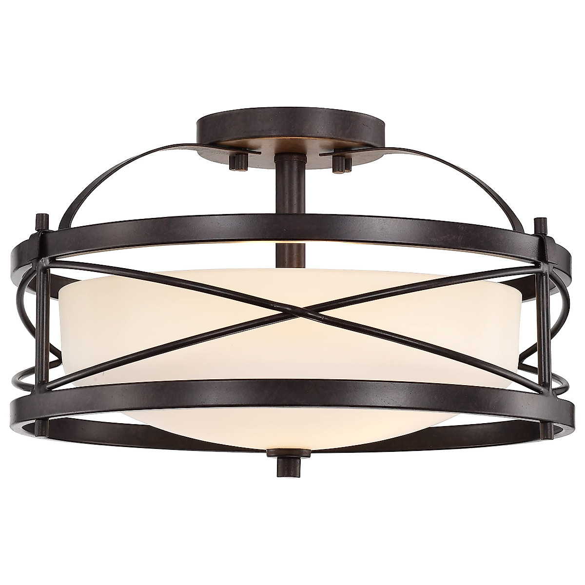 Nuvo Lighting Two Light Semi Flush Mount, 14"W x 8.25"H, Bronze/Dark