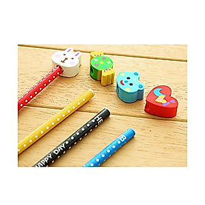 Yansanido 40 Pcs Colorful 7.28 Inch Length Random Cartoon Eraser Pencils, Cute Pencils for Office, School Supplies Students Children Gift (40)