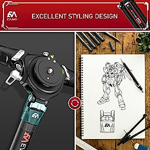 64.9'' Professional Heavy Duty Bowl Carbon Fiber Tripod, EVUMO 10-Layer Carbon Fibre Tube Camera Video Tripod for DSLR Digital Camcorder, with 40mm Leg & 75mm Bowl Adapter, Max Load 88lbs/40kg