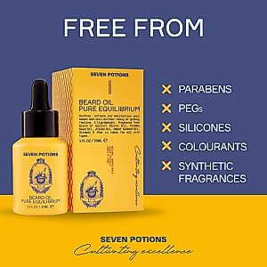 SEVEN POTIONS Beard Oil 1 fl oz Fragrance Free Beard Softener. Stops Beard Itch. Natural Beard Conditioning Oil. Contains Jojoba Oil (Pure Equilibrium)