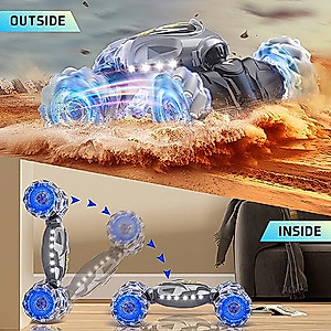 Terucle RC Cars, 2.4Ghz 4WD New Gravity Gesture Sensing Remote Control Car Toys, RC Stunt Twust Car Toys for 6-12 yr Boys & Girls, RC Drift Car with Light Music Best Gift for Kids Age 7 8 9 10 11 yr