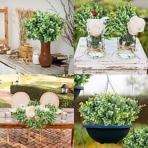 Ouddy Decor 20 Bundles Artificial Flowers for Outdoors Fake Flowers Faux Plastic Plants UV Resistant Spring Flowers for Garden Porch Office Window Box Table Home Decorations, Green