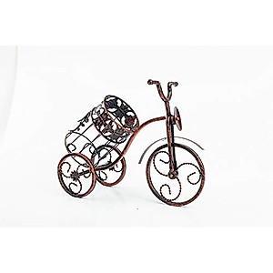 Asian Home Bicycle Wine Bottle Holder Desktop Bike Wine Rack Freestanding Countertop Bottle Holder for Wine Storage, Metal, Metallic Red Colored