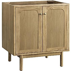 James Martin Vanities 545-V30 Laurent 30" Free Standing or Wall Mounted Single Basin Ash Wood Vanity Cabinet Only with USB Port and Electrical Outlet - Light Oak