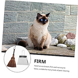 1 Set Pet Broom Dustpan Convenient Mini Dustpan Pet Cage Broom Pet Litter Desktop Waste Cleaning Tool Dust Pan Mini Dustpan Convenient Whisk Broom Cleaning Supply Coir Healeved