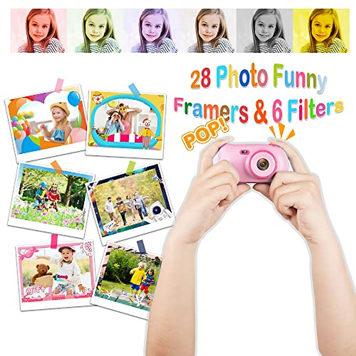 WSNDD Kids Camera, Toddler Camera for 4 5 6 7 8 9 Year Old Girl Gifts, 4-9 Year Old Girl Birthday Gifts, HD Kids Pink Video Camera with 32GB SD Card