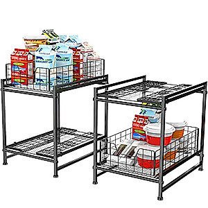 LIDYUK Under Sink Organizer, 2-Tier Kitchen Cabinet Organizer with Sliding Storage Basket Drawers, for Bathroom, Kitchen, Office, Black
