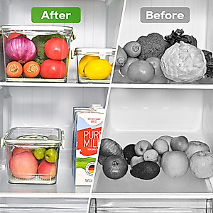 Fruit Storage Containers for Fridge 3 Pack Vegetable Produce Saver Container Refrigerator with Lid & Removable Tray Air Vents, Time Remember, BPA-Free Kitchen Organizer Bins Lettuce Salad Berry Keeper