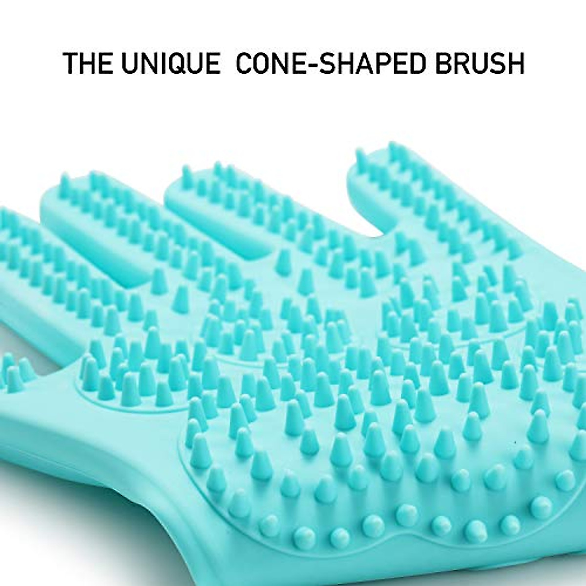 Srtood Pet Grooming Magic Gloves, Dog Cat Bathing Shampoo Brush, Silicone Hair Removal Gloves with Thick High Density Teeth for Bathing and Messaging, Double-Side Scrubbing Gloves for Shedding