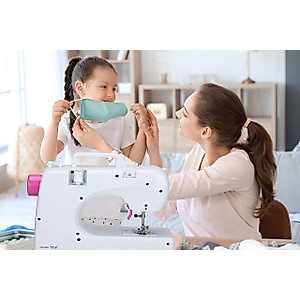 StitchTech Portable Multi-function Home Sewing Machine 16 Built-in Stitches Dual Spread Control Reverse Sewing with LED Light Comes with an Extension Table and 42 PCs Sewing Kit