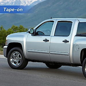 Window Visors Rain Guards for 2007-2013 Chevy Silverado/GMC Sierra 1500/Avalanche Crew Cab, Window Vent Wind Deflectors Visors Shades for 2007-2014 Silverado/Sierra 2500HD-3500HD/Suburban/Yukon XL