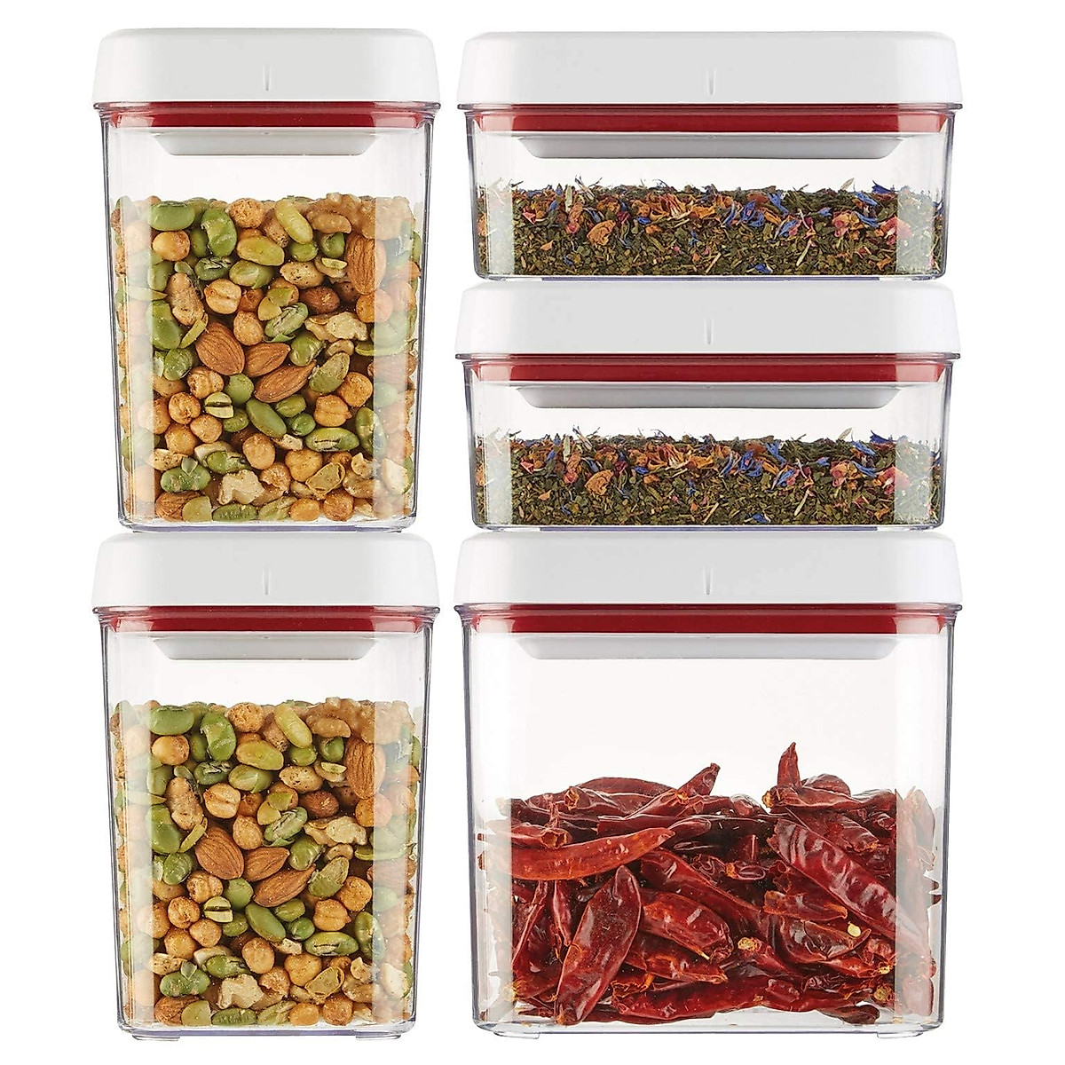 Zyliss Twist & Seal 5-Piece Storage Container Set - Airtight Food Storage Containers - Coffee, Sugar, Cereal, Flour, Pasta and Snack Containers - BPA-Free Food Storage - 5 Pieces