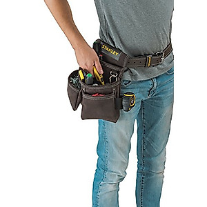 STANLEY Leather Tool Belt for Tool Holsters and Pouches, with Adjustable Roller Buckle, STST1-80119