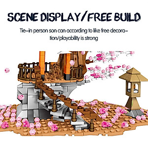 NEWRICE Sakura Tree House Lights Building Kit,City Architecture Inari Shrine Building Blocks Sets,for Adults,or Aged 12+ Boys Girls (1103 Pieces)