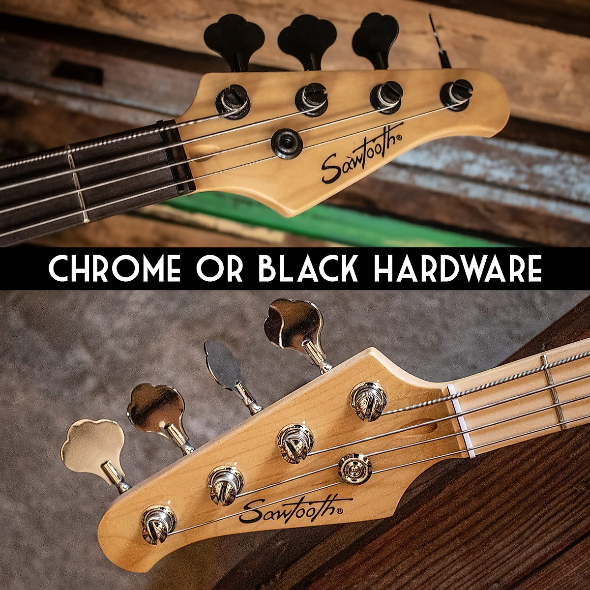 Sawtooth EP Series Electric Bass Guitar, Surf Green w/Pearl Pickguard