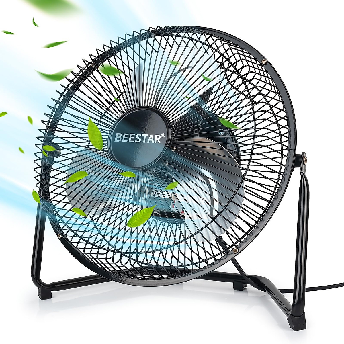 BEESTAR Floor Fan,3-Speed Portable Metal Fan, Fan Quiet for Home, High Velocity Floor Fan with Adjustable Tilt for Home Office Bedroom,Black (9 INCH)