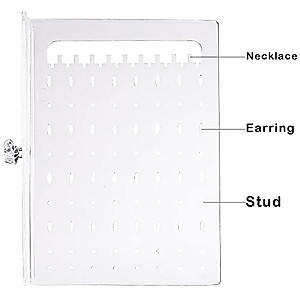 Frebeauty Acrylic Jewelry Box Clear Earring Organizer Storage Boxes,Necklace Hanging with 5 Removable Velvet Drawers Large Jewelry Display Case for Stud Rings Bracelets for Gift,(Grey)