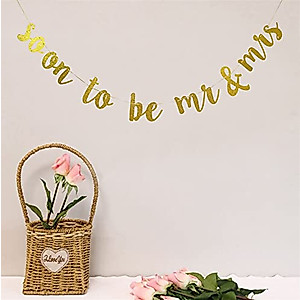 YaFeiDa Soon to Be Mr&Mrs Banner Future Mr & Mrs Banner for Engagement Bridal Shower Bride and Groom Party Decorations Pre-Strung Sign (Gold),SKA-NB018
