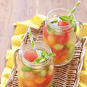 Stripe Paper Straws - Lime Green White - Christmas Birthday Party Supply - 7.75 Inches - Pack of 50 - Outside the Box Papers Brand