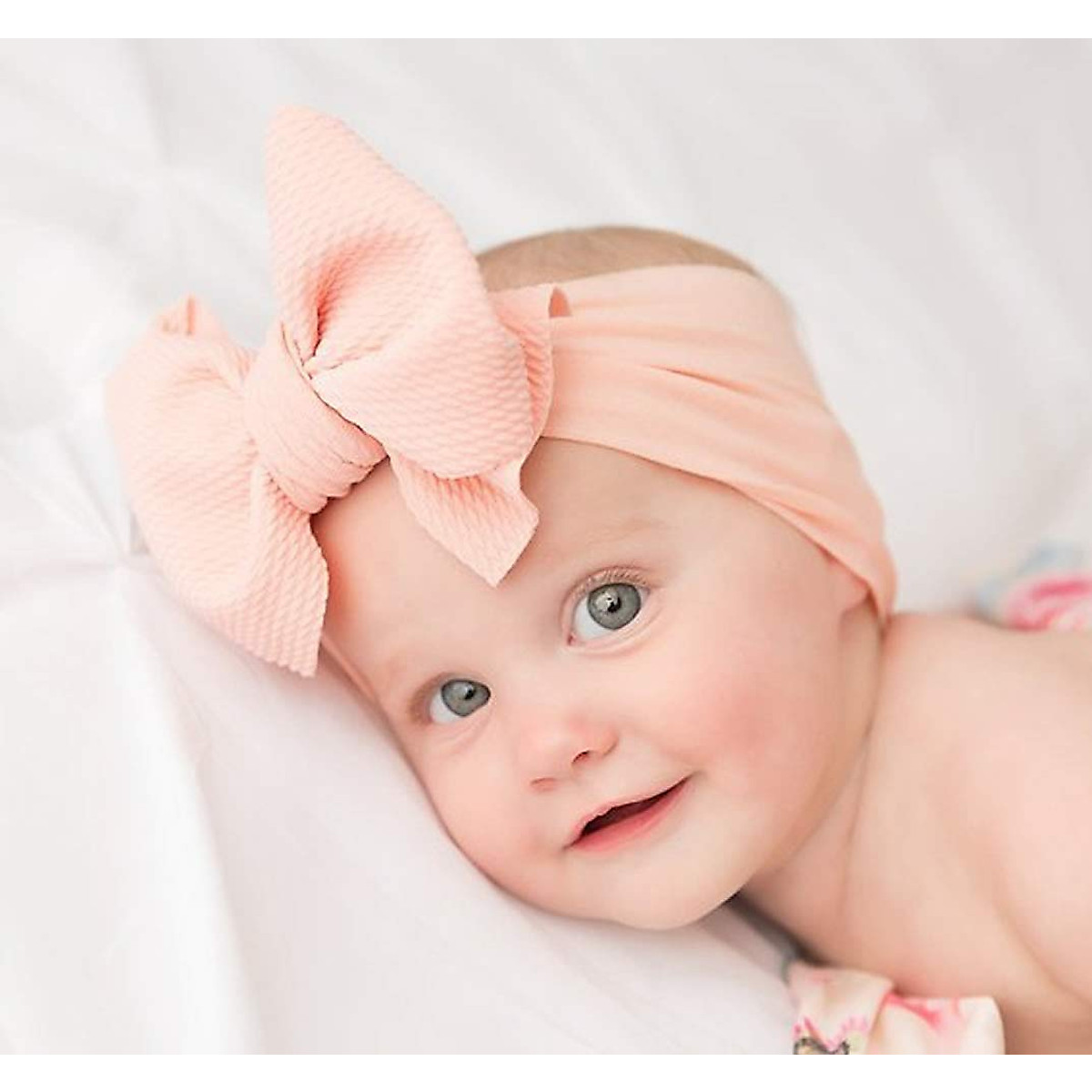 inSowni 8 Pack Big Bow Super Stretchy Nylon Headbands Turban Headwraps Hair Accessories for Baby Girls Toddlers Infants Kids