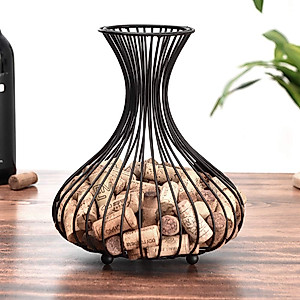 Shikha Wine Cork Holder,Cork Storage Display Wine Stopper Table Cork Container for Decoration(Matte black)