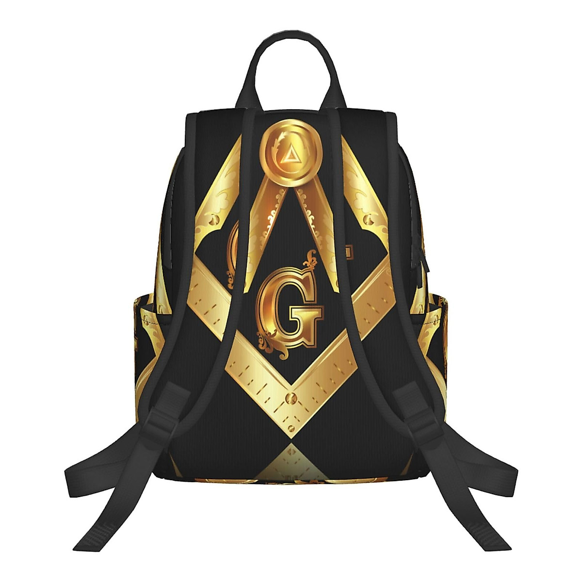 Cute Middle Backpack for Men Women, Lightweight Laptop Backpack Compatible with Gold Freemason Freemasonry Masonic Large Capacity Bookbag for Pencil Box Textbook Bottles