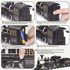 LEYI Classic Train Set Toys with Sound and Light Round Tracks Railway for Under Christmas Tree Battery Operated Train Toys Christmas Birthday Gifts for Boys and Girls 4 Cars 10 Tracks