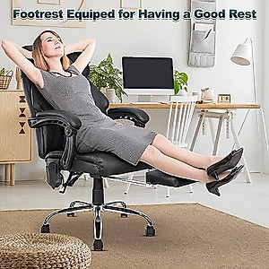 jamege Kneading Massage Executive Office Chair, 3D Back Massage Heated Office Chair, Heating Massage Office Chair with Reclining Backrest, Footrest & Height Adjustment