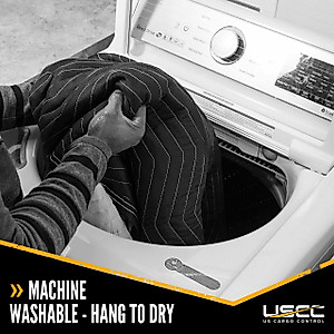 US Cargo Control Heavy Duty Quilted Cover for Chair/Recliner - Black/Yellow Furniture Pad for Moving and Storage - 39 Inches x 46 Inches - Cotton/Polyester Blend - 9 Pounds - Washable, Reusable