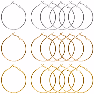 60pcs Beading Hoop Earrings Finding,FUNCYboo 50mm Round Earring Hoop Open Earring Beading Hoops for Jewelry Making DIY Crafts