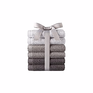 Morgan Home 6 Pack Terry Cotton Wash Cloths Rags Orchid Aqua Blue Teal White Gray Green Grey Pink Red Brown Tan Multi Color (Gray Grey), 12 x 12